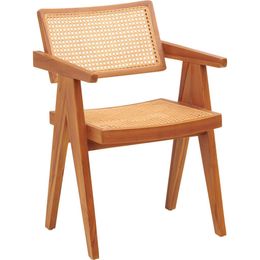 Livetastic Armlehnstuhl Wiener Geflecht, Natur, Holz, Rattan, Teakholz, massiv, Wiener Geflecht, 58x48.5x55 cm, Esszimmer, St&uuml;hle, Esszimmerst&uuml;hle, Armlehnenst&uuml;hle