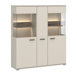 Livetastic Highboard, Eiche, Beige, Holzwerkstoff, 8 F&auml;cher, 115x133.7x37 cm, Wohnzimmer, Kommoden & Sideboards, Highboards