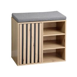 Kesper Schuhregal, Grau, Schwarz, Eiche, Textil, Holzwerkstoff, 3 F&auml;cher, 51.5x48x29.5 cm, stehend, Holzm&ouml;bel, Garderoben Holz, Schuhschr&auml;nke Holz