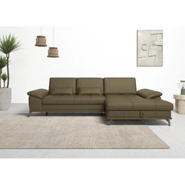 OTTO home Ecksofa &raquo;Costello L-Form, B: 301cm, Sitztiefen & Armteilverstellung, Federkern&laquo; 3 Nierenkissen, optional Schlaffunktion & Bettkasten gr&uuml;n 
