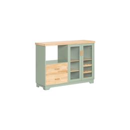 sobuy Sideboard mit 2 Schubladen Gr&uuml;n 120x40x90cm Modern