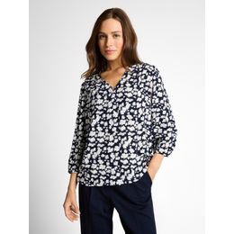 Tom Tailor Damen Klassische Bluseblau ginkgo minimal, Gr. 42, bedruckt, gemustert, Web, Obermaterial: 100% Viskose, Blusen, mit All-Over Print
