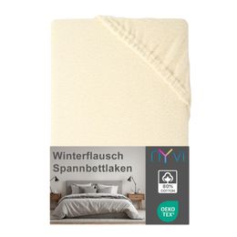 NYVI Spannbettlaken DreamScience Winterflausch f&uuml;r Matratzen bis 22 cm H&ouml;he - W&auml;rmendes & Kuschelweiches Winter Bettlaken Spannbetttuch Farbe:natur;Gr&ouml;&szlig;e:90x200 - 100x200 cm