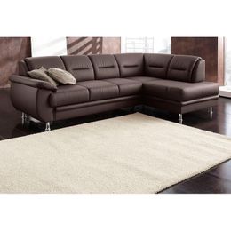 Sit & More sit&more Ecksofa &raquo;Mailand L-Form, B: 250 cm, zeitloses Design, Komfortpolsterung&laquo; optional Schlaffunktion, Liegefl&auml;che: 194x122cm, Leder braun Luxus-