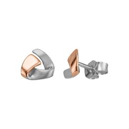 Firetti Damen Paar Ohrstecker &raquo;Schmuck Geschenk Silber 925 Ohrschmuck Ohrringe Dreieck bicolor&laquo; rosa Silber 925 (Sterlingsilber)