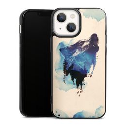 DeinDesign iPhone 13 Mini Handy Slim Case extra d&uuml;nn Silikon Handyh&uuml;lle schwarz H&uuml;lle Graphic Wolf Illusion Silikon Slim Case