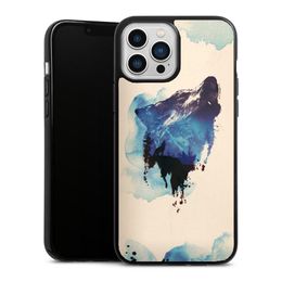 DeinDesign iPhone 13 Pro Max Handy Silikon H&uuml;lle Case schwarz Handyh&uuml;lle Graphic Wolf Illusion