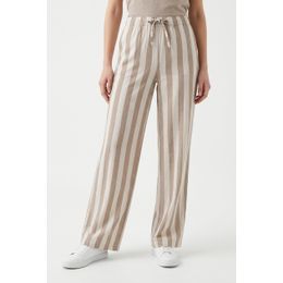 Only Damen Schlupfhose "ONLGOA MW LINEN BL PULL-UP PANT CC PNT"cloud dancer stripes:oxford tan, Gr. XS, gestreift, Web, Obermaterial: 70% Viskose,