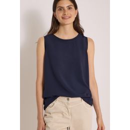 Cecil Damen Blusentop, blau, Gr. XL, unifarben, Stoff, 100% Viskose, Blusen, mit Rundhalsausschnitt