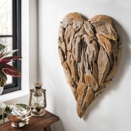 Faktorei Wand-Dekoration Herz Teakholz ca. 90x80x4 cm skandinavische Deko Online Shop