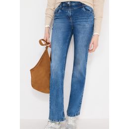 Cecil Damen Bootcut-Jeans "Style Toronto", blau, Gr. 26, unifarben, Denim/Jeans, Obermaterial: 78% Baumwolle, 20% Polyester, 2% Elasthan. Futter: 52%