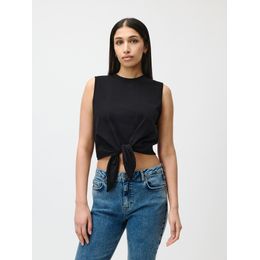 LEGER Damen Shirttop "Tabea, LeGer by Lena Gercke", schwarz, Gr. 38, Jersey, Obermaterial: 100% Baumwolle, Tops, mit Knoten-Details vorne, normale