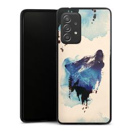 DeinDesign Galaxy A52s 5G Handy Slim Case extra d&uuml;nn Silikon Handyh&uuml;lle schwarz H&uuml;lle Graphic Wolf Illusion Silikon Slim Case