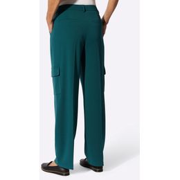 Inspirationen Damen Cargohose, gr&uuml;n, Gr. 40, unifarben, 75% Polyester, 20% Viskose, 5% Elasthan, Hosen