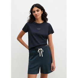 Marc O'Polo MARC O'POLO Damen Pyjamaoberteil "Mix N Match Cotton Top SS", Gr. M, blau, Jersey, Obermaterial: 100% Baumwolle, Shirts, mit Rundhalsausschnitt und
