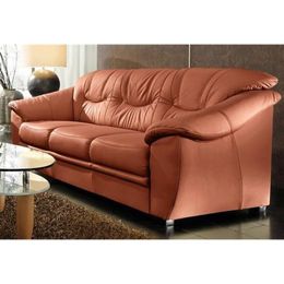 Sit & More sit&more 3-Sitzer &raquo;Savona, B: 198 cm, Federkern, Komfortsitzh&ouml;he 46 cm&laquo; optional Schlaffunktion, Liegefl&auml;che 190x137cm, Stoff- & Lederauswahl orange 