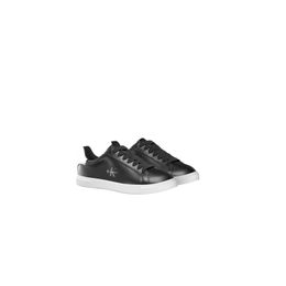 Calvin Klein Damen Sneaker "LOW PROF CUPSOLE LTH", Gr. 37, schwarz-wei&szlig;, Leder, Lederimitat, unifarben mit Farbeinsatz, Basic, Schuhe, Schn&uuml;rschuh,