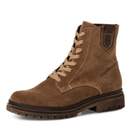 Tamaris Damen Schn&uuml;rstiefelette, Gr. 41, braun, Leder, Schuhe, Blockabsatz, Schn&uuml;rboots mit modischen Ziern&auml;hten