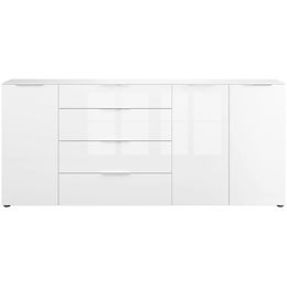 Kommode &raquo;Style&laquo; mit Glasfronten, mit Metallgriffen, melaminbeschichtet wei&szlig; Glas, Holzwerkstoff, Metall, Sicherheitsglas ESG B/H/T: 225cm x 98,7cm x 
