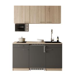 Pantryk&uuml;che respekta, B:150cm H:200cm T:60cmk&uuml;che: grau, front: grau, eiche nordic, korpus: eiche nordic, arbeitsplatte: eiche nordic,