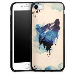 DeinDesign iPhone SE (2020) Handy Slim Case extra d&uuml;nn Silikon Handyh&uuml;lle schwarz H&uuml;lle Graphic Wolf Illusion Silikon Slim Case