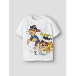 name it Jungen T-Shirt "NMMMACAS PAW SS NREG TOP CPLG"hellwei&szlig;, Gr. 104, bedruckt, Jersey, Obermaterial: 95% Baumwolle, 5% Elasthan, Shirts,