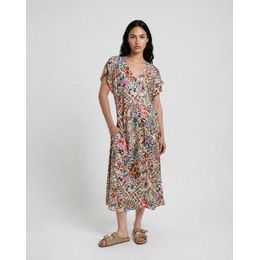 Smith & Soul SMITH & SOUL Damen Midikleid, bunt, Gr. XXL, bedruckt, Web, Obermaterial: 100% Viskose, Kleider, mit Allover-Print, V-Ausschnitt