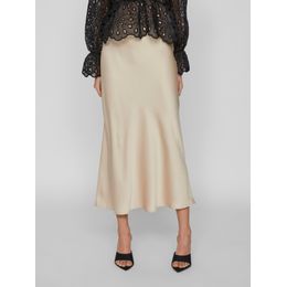 Vila Damen Maxirock "VIELLETTE HW LONG SKIRT - NOOS", beige, Gr. 34, unifarben, Web, Obermaterial: 100% Polyester, R&ouml;cke, Kunstfaser