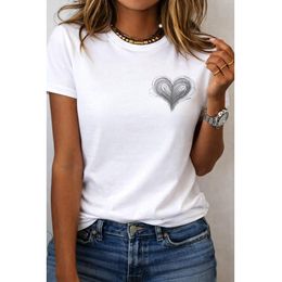 RMK T-Shirt Big Love WEISS-Grau mit kleinem Motiv | Gr.: M