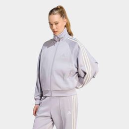 Damen Trainingsjacke "STADIUM PIQUE LOOSE FIT TRACK"glory grau, Gr. XL, adidas Sportswear, Obermaterial: 58% Polyester, 42% Baumwolle, Jacken, aus