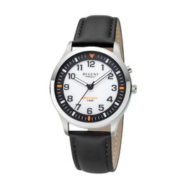 Regent Uhren Regent Herren Quarzuhr Armbanduhr, Herrenuhr, Lederarmband, analog, Beleuchtung schwarz Einheitsgr&ouml;&szlig;e