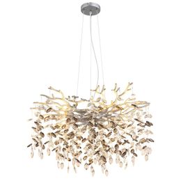 Globo LIGHTING H&auml;ngeleuchte &raquo;QUEENA&laquo; E14 1 Stk. Kristall Luster f&uuml;r Wohn- & Esszimmer, H&ouml;he k&uuml;rzbar silber 10, H: 120cm, 1 Stk.
