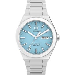 Timex Damen Quarzuhr &raquo;CONTINENTAL&laquo; Armbanduhr, Damenuhr, Edelstahlarmband, Datum, Leuchtzeiger blau Einheitsgr&ouml;&szlig;e