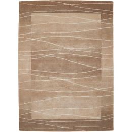 LUXOR living Wollteppich &raquo;Lineo, handgekn&uuml;pft&laquo; rechteckig 14 mm H&ouml;he Nepalteppich, reine Wolle, mit Bord&uuml;re, Wohnzimmer beige Schurwolle B : 170cm 1 