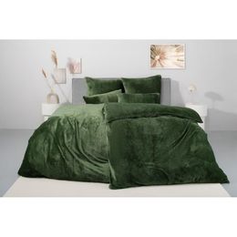 OTTO home Bettw&auml;sche &raquo;Desner3, besonders weich im Griff, Cashmere-Touch&laquo; 2 Stk. Bettw&auml;sche mit Rei&szlig;verschluss gr&uuml;n Fleece, Obermaterial: 100% 