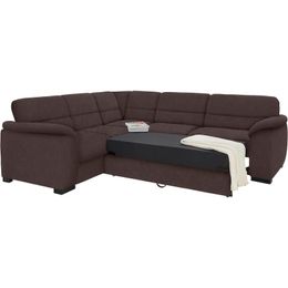 Sit & More sit&more Ecksofa &raquo;Montego L-Form, B: 256 cm, gro&szlig;e Stoffauswahl, Komfort Sitzh&ouml;he 46cm&laquo; wahlweise mit Schlaffunktion und Schubkasten braun Luxus-