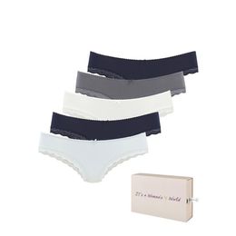 Lascana Brasilslip blau Gr. 44/46 f&uuml;r Damen. Mit Schleife, Spitze. K&ouml;rpernah. Nachhaltig.