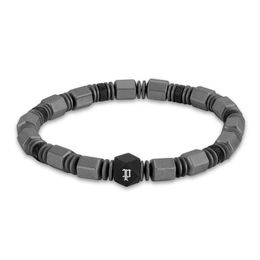 Police Herren Armband &raquo;Hexchain&laquo; mit H&auml;matit grau 21,5cm, Edelstahl