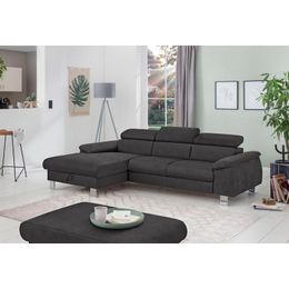 COTTA Ecksofa &raquo;Komaris L-Form, B: 244 cm&laquo; mit Kopfteilverstellung, optional Schlaffunktion, Bettkasten & Licht Microfaser PRIMABELLE (100% Polyester);