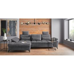 OTTO home Ecksofa &raquo;Costello L-Form, B: 301cm, Sitztiefen & Armteilverstellung, Federkern&laquo; 3 Nierenkissen, optional Schlaffunktion & Bettkasten grau 
