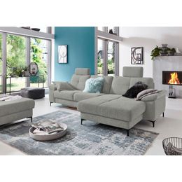 3C Carina Ecksofa &raquo;Burnaby bequem und modern, Breite 296cm, 12cm hoher Fu&szlig;, L-Form&laquo; 2 Kopfst&uuml;tzen, optional mit Schlaf- und motorischer Relaxfunktion 