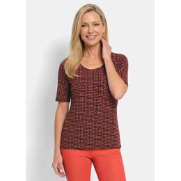 GOLDNER Viskoseshirt mit geometrischem Minimal Print in terrakotta / schwarz / gemustert | Gr.: 46