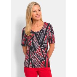 GOLDNER Kurzgr&ouml;&szlig;e: Baumwollshirt mit grafischem Druck in schwarz / rot / gemustert | Gr.: 19