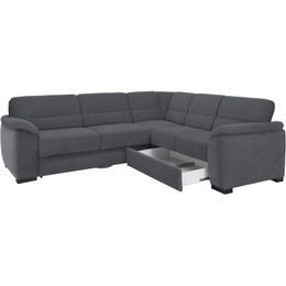 Sit & More sit&more Ecksofa &raquo;Montego L-Form, B: 256 cm, gro&szlig;e Stoffauswahl, Komfort Sitzh&ouml;he 46cm&laquo; wahlweise mit Schlaffunktion und Schubkasten grau Luxus-