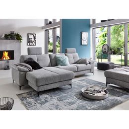 3C Carina Ecksofa &raquo;Burnaby bequem und modern, Breite 296cm, 12cm hoher Fu&szlig;, L-Form&laquo; 2 Kopfst&uuml;tzen, optional mit Schlaf- und motorischer Relaxfunktion 