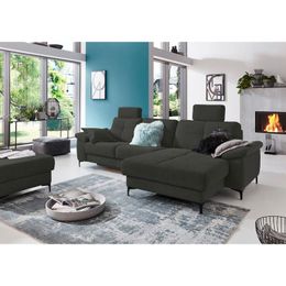 3C Carina Ecksofa &raquo;Burnaby bequem und modern, Breite 296cm, 12cm hoher Fu&szlig;, L-Form&laquo; 2 Kopfst&uuml;tzen, optional mit Schlaf- und motorischer Relaxfunktion 