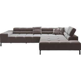 Home Affaire Ecksofa &raquo;Ancona New, wahlweise motorische Sitztiefenverstellung, auch in Cord&laquo; feine Steppung, mit Kopfteilverstellung, 3 Zierkissen, L-
