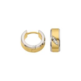 Firetti Damen Paar Creolen &raquo;Schmuck Geschenk Titan Ohrschmuck Ohrringe bicolor&laquo; mit Zirkonia (synth.) 15mm, Titan