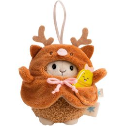 Nici Kuscheltier &raquo;mymochi, Set Schaf Wools braun 8cm mit Glocke & Rentierkost&uuml;m&laquo; in Geschenkbox braun Einheitsgr&ouml;&szlig;e Kuscheltier