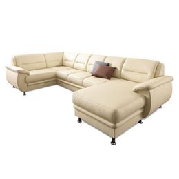 Sit & More sit&more Wohnlandschaft &raquo;Mailand U-Form, B: 312 cm, zeitloses Design, Komfortpolsterung&laquo; optional Schlaffunktion wei&szlig; NaturLEDER (echtes Rindleder)/